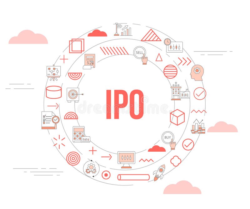 Ipo Initial Public Offering Concept with Icon Set Template Banner and ...