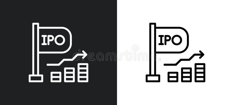 Ipo Outline Icon in White and Black Colors. Ipo Flat Vector Icon from ...