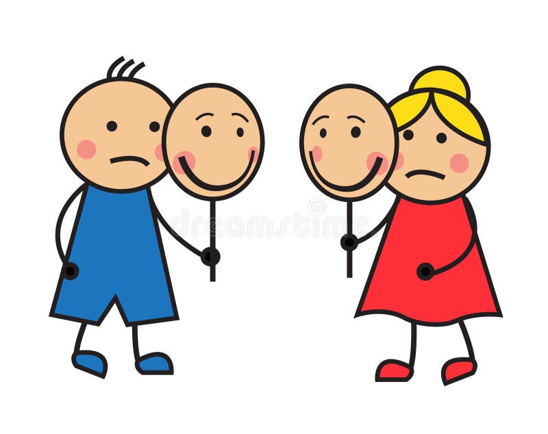 Ipocrisia e maschera umana illustrazione vettoriale. Illustrazione di ...