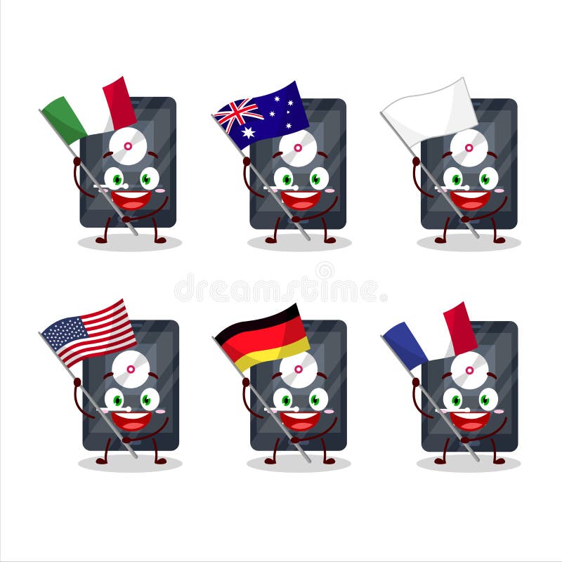 Ipod Music Cartoon Character Bring the Flags of Various Countries Stock ...