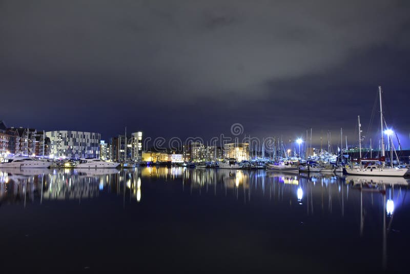 Ipswich Waterfront Night View Stock Photo - Image of water, night ...