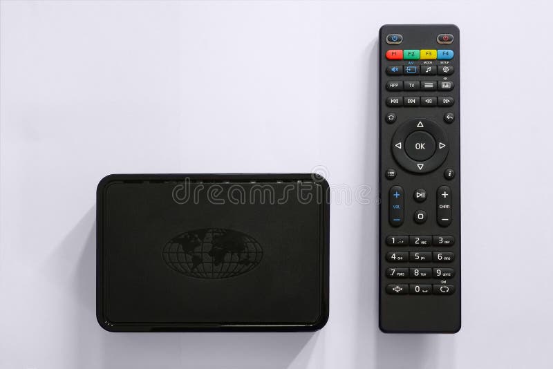 Iptv Box and Remote Controller. Modern Multimedia Device for Viewing ...