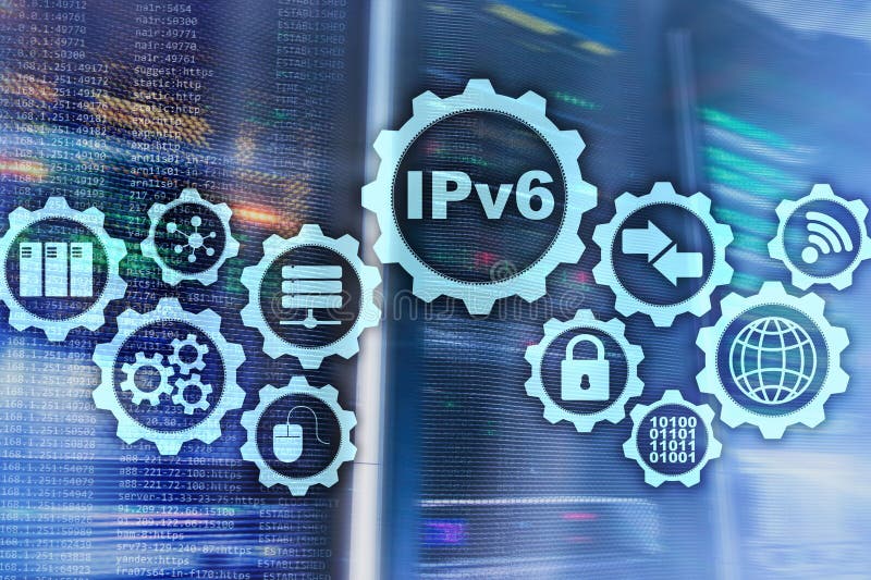 IPv6 Internet Protocol on Datacenter Background. Stock Image - Image of ...