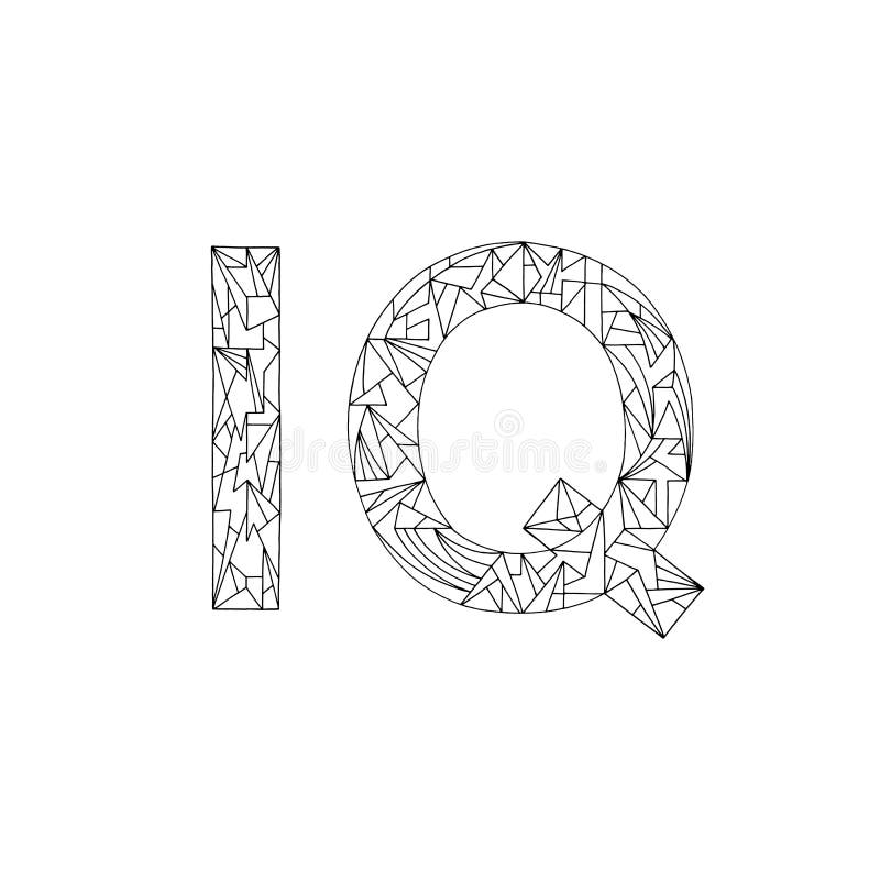IQ Hand Drawn Coloring Book. Intelligence Quotient Abbreviation Vector ...