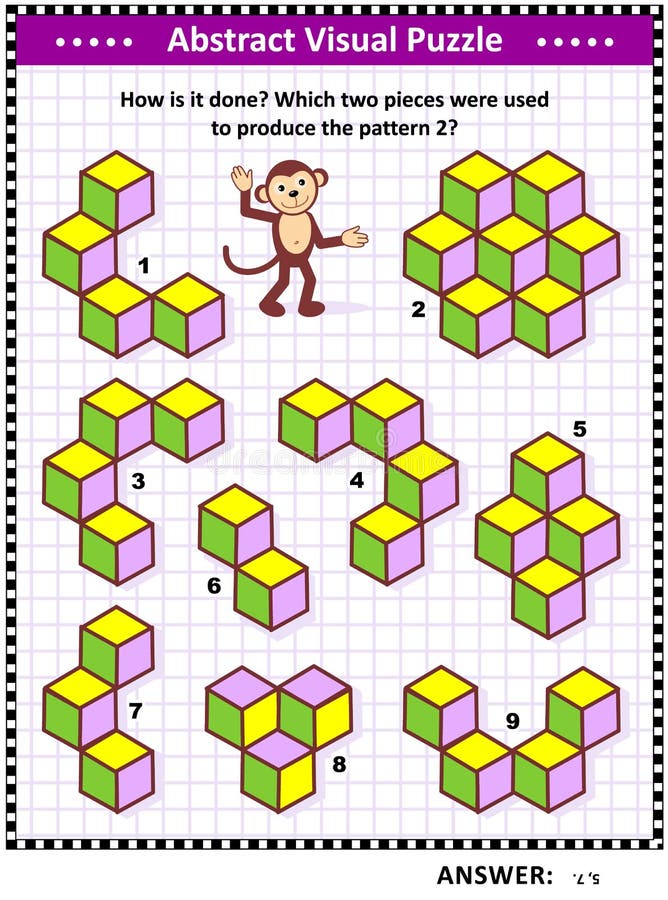 Abstract Visual Riddle - Find Two Identical Images Stock Vector ...