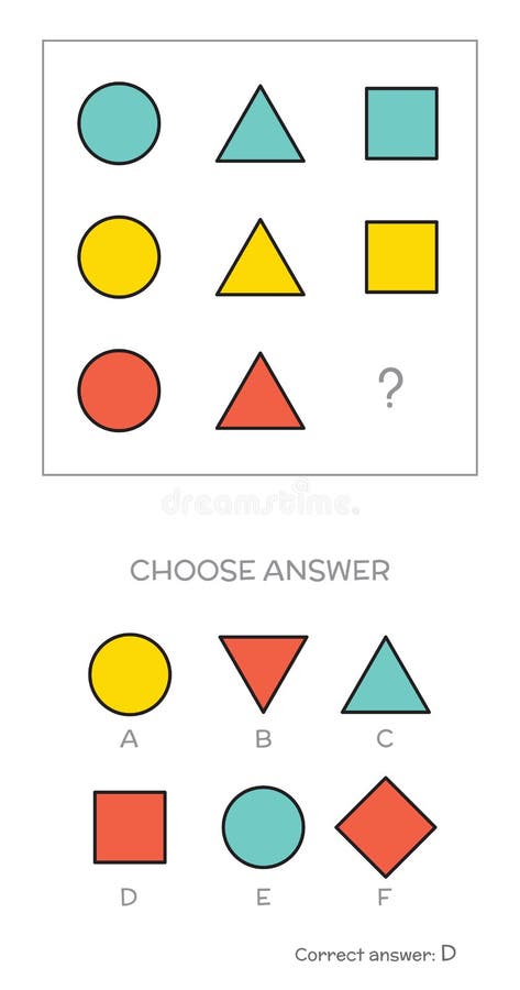 IQ Test. Choose Correct Answer Stock Vector - Illustration of form ...