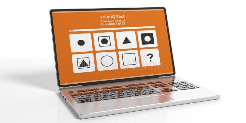 IQ Test Form on Computer Laptop Screen Isolated Against White ...