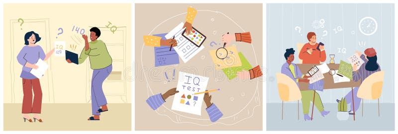 IQ Test Square Compositions Stock Vector - Illustration of social, word ...