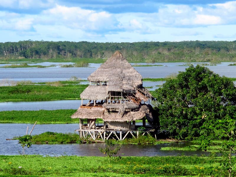 Amazon River, Peru - 10 May 2011: Indian Village on Amazon River, Peru ...
