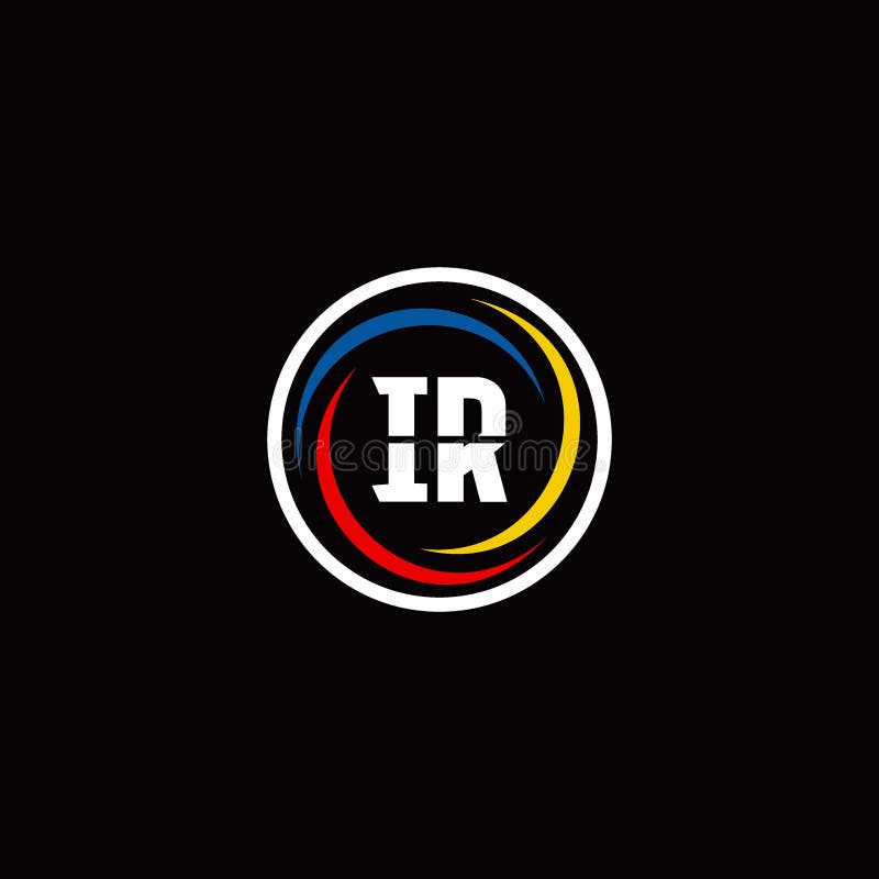 IR Monogram Logo Isolated on Circle Shape with 3 Slash Colors Rounded ...