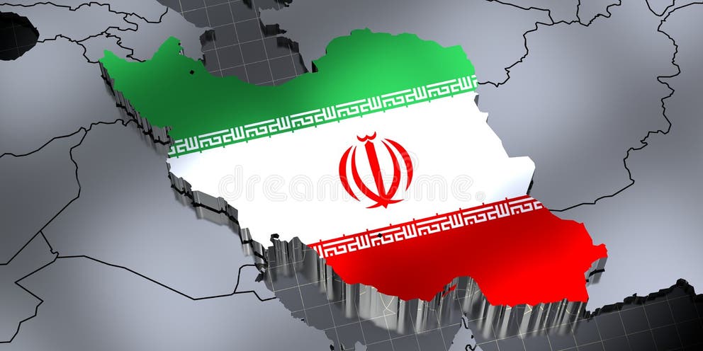 Iran - borders and flag stock illustration. Illustration of shape ...