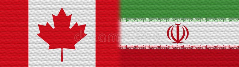 Iran and Canada Canadian Fabric Texture Flag Stock Illustration ...