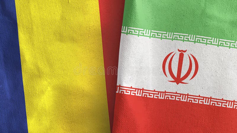 Iran and Chad Two Flags Textile Cloth 3D Rendering Stock Illustration ...