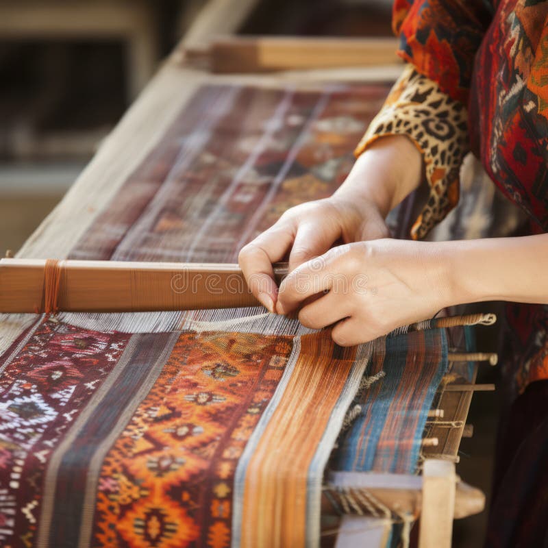 Iran Closeup Hands Making Kilim Carpet Rug Stock Illustration ...