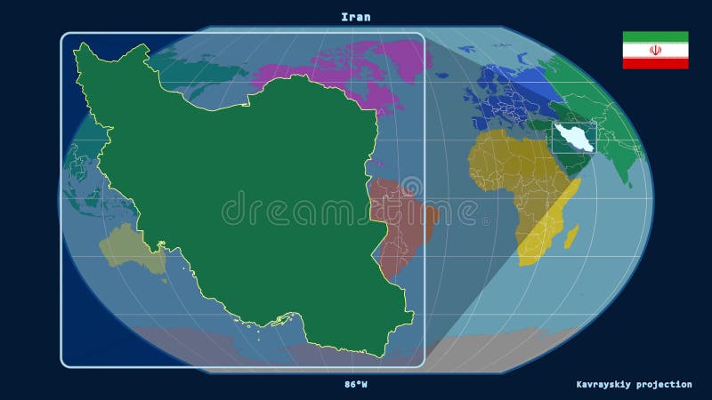 Iran - Continents. Kavrayskiy, Left Stock Illustration - Illustration ...