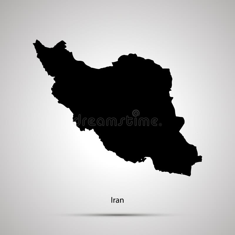 Iran Country Map, Simple Black Silhouette on Gray Stock Vector ...