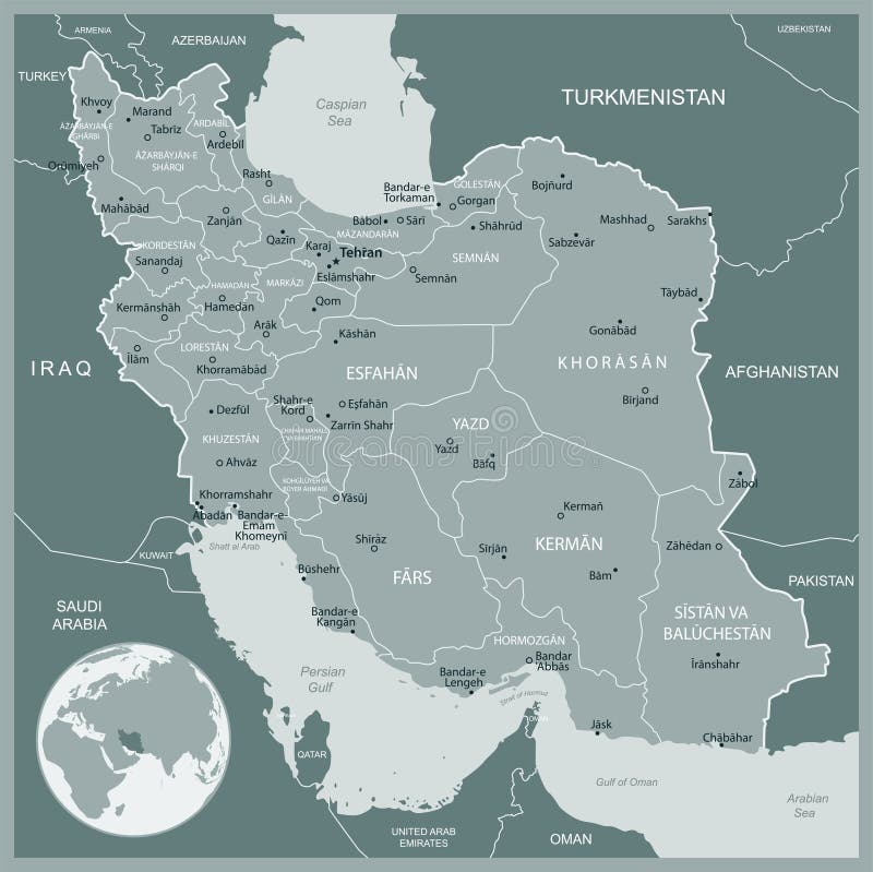 Iran - Detailed Map with Administrative Divisions Country. Vector ...
