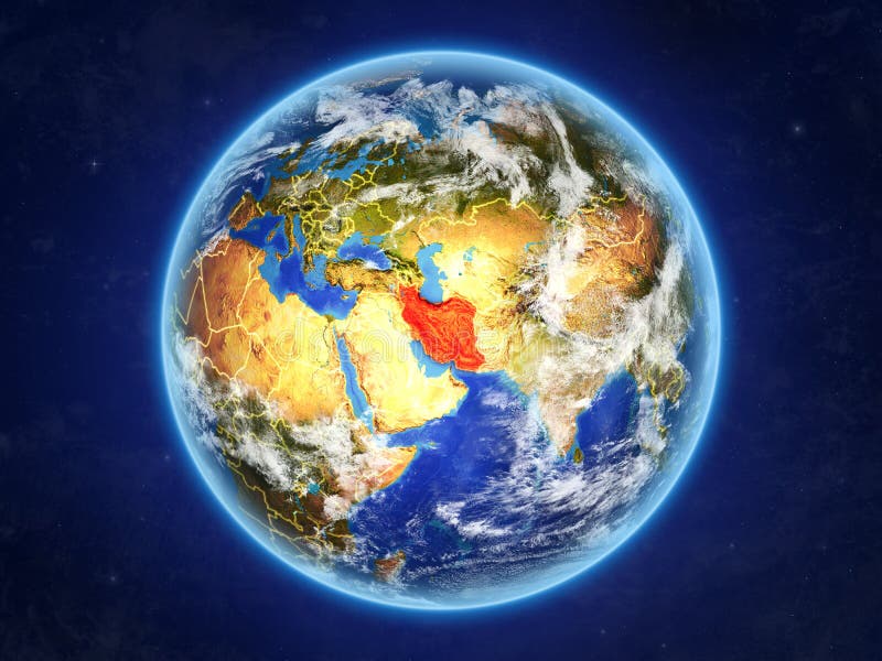 Iran on Earth from space stock illustration. Illustration of render ...