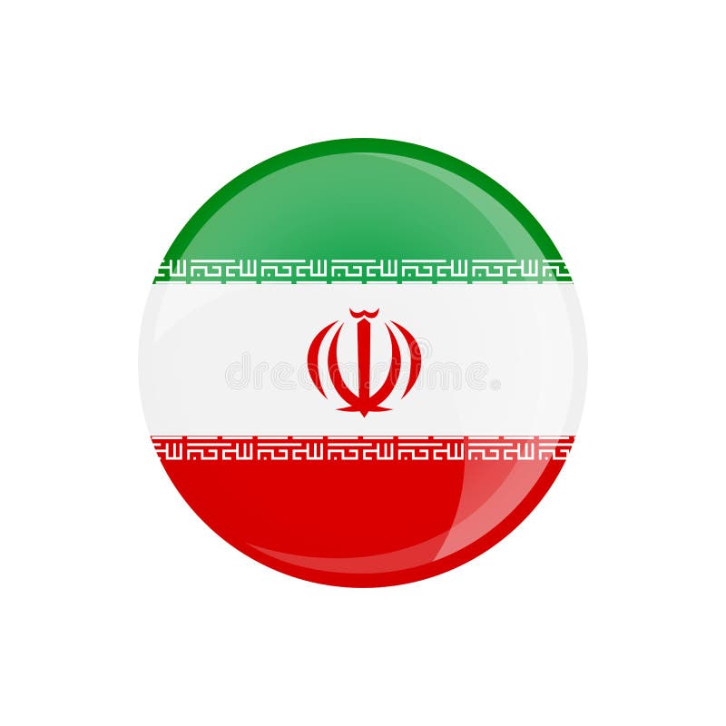 Iran flag button on white stock vector. Illustration of irani - 122213336