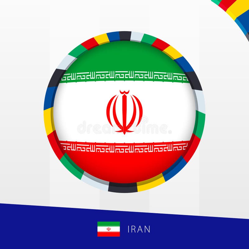 Iran Flag with Colorful Circle Border Stock Illustration - Illustration ...