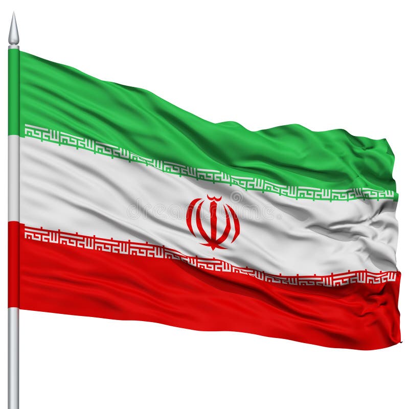 Iran Flag on Flagpole stock illustration. Illustration of emblem - 91176165