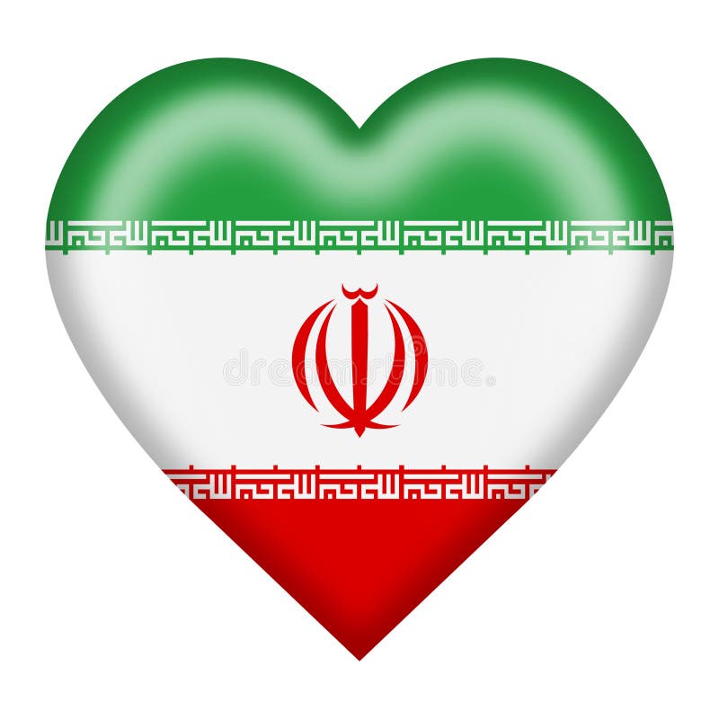 An Iran Flag Heart Button Isolated on White with Clipping Path Stock ...