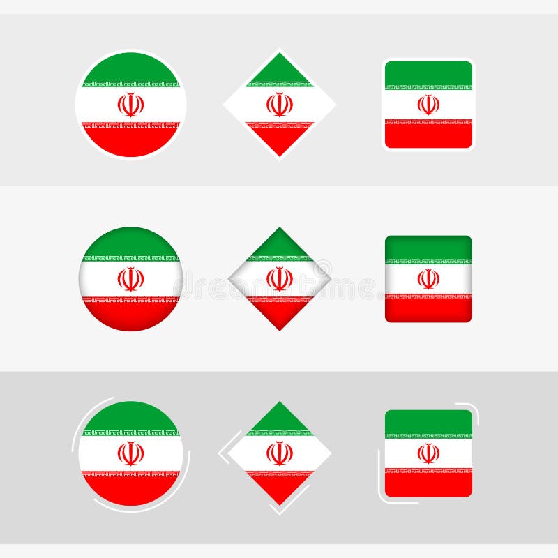 Iran Flag Icons Set, Vector Flag of Iran Stock Vector - Illustration of ...