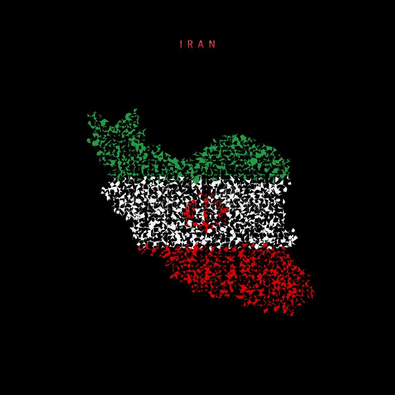 Iran Flag Map, Chaotic Particles Pattern in the Iranian Flag Colors ...