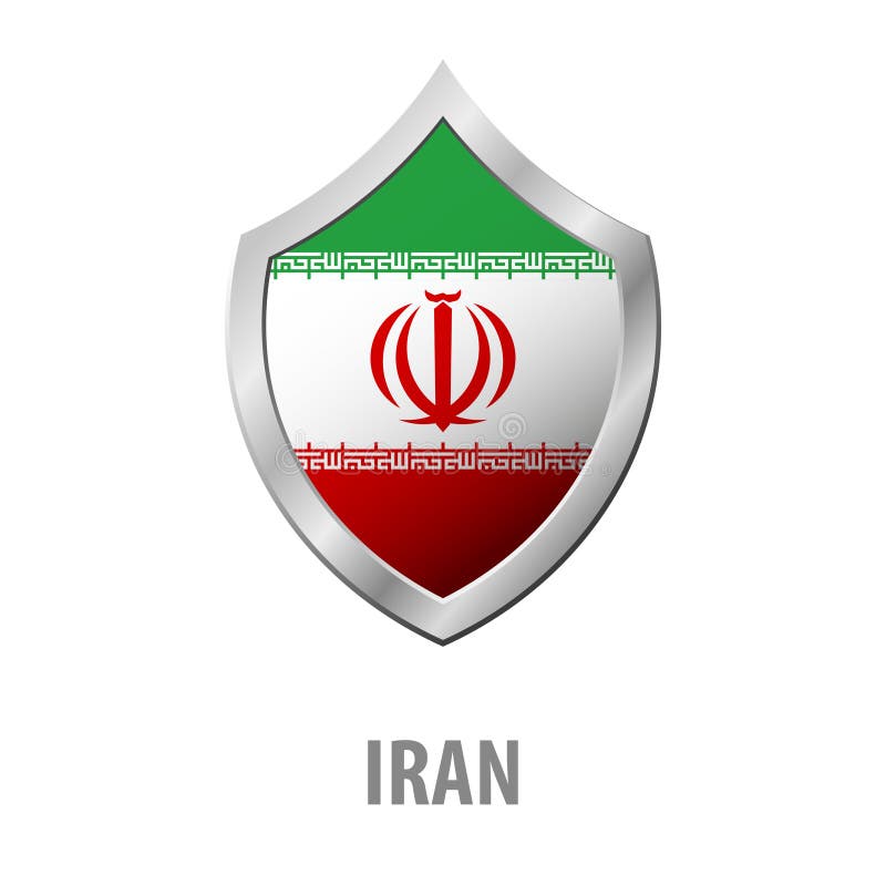 Iran Flag on Metal Shiny Shield Illustration. Stock Illustration ...