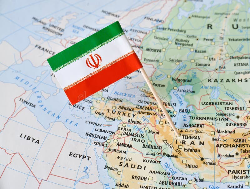 Iran flag pin on map stock photo. Image of marking, area - 67800964