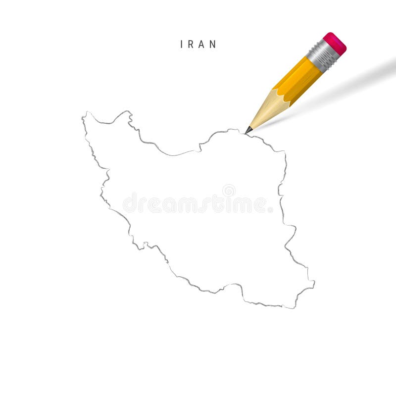 Iran Freehand Pencil Sketch Outline Vector Map Isolated on White ...