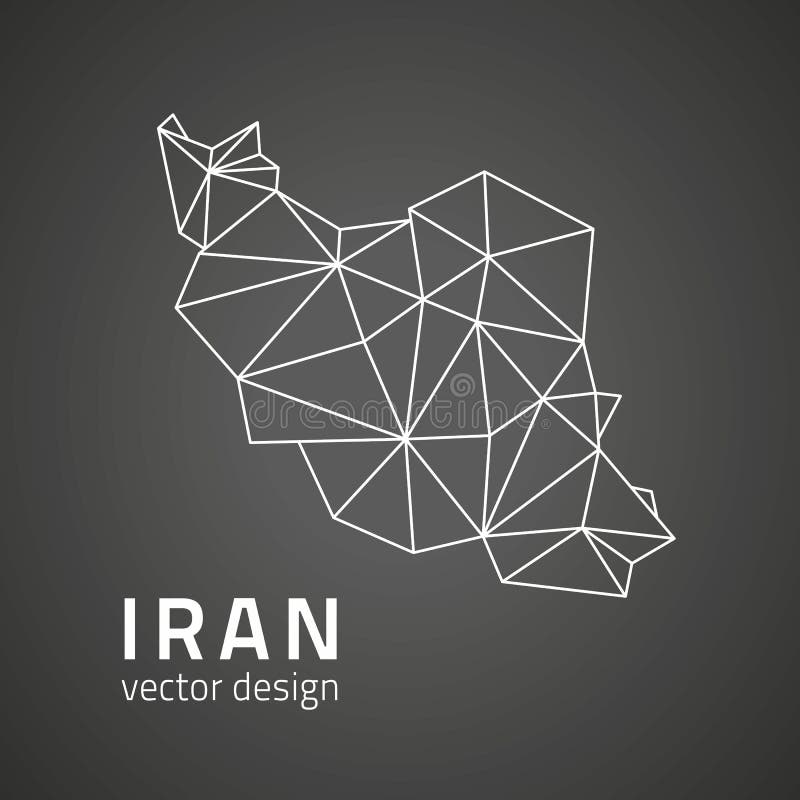 Iran Dark Vector Contour Triangle Perspective Map Stock Vector ...