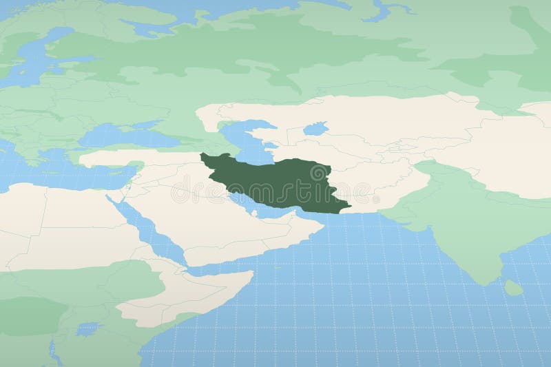 Iran Highlighted on a Detailed Map, Geographic Location of Iran Stock ...