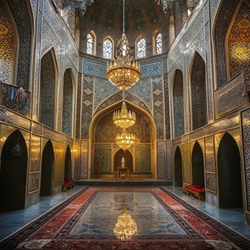 Iran Interior Mosque and Mausoleum Stock Photo - Image of history, dome ...