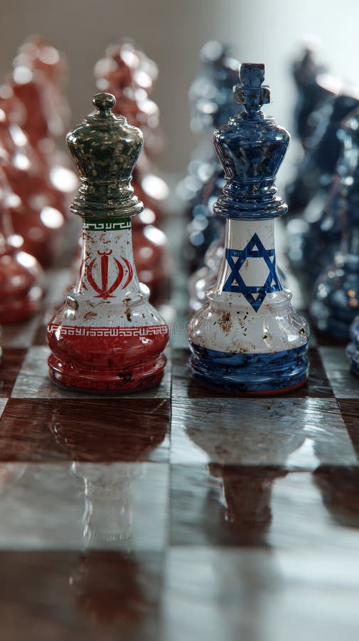 Iran and Israel Flags Paint Over on Chess King. 3D Illustration Iran Vs ...