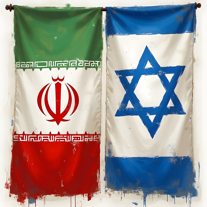 Iran and Israel Flags Side by Side on Grunge Background Editorial Image ...