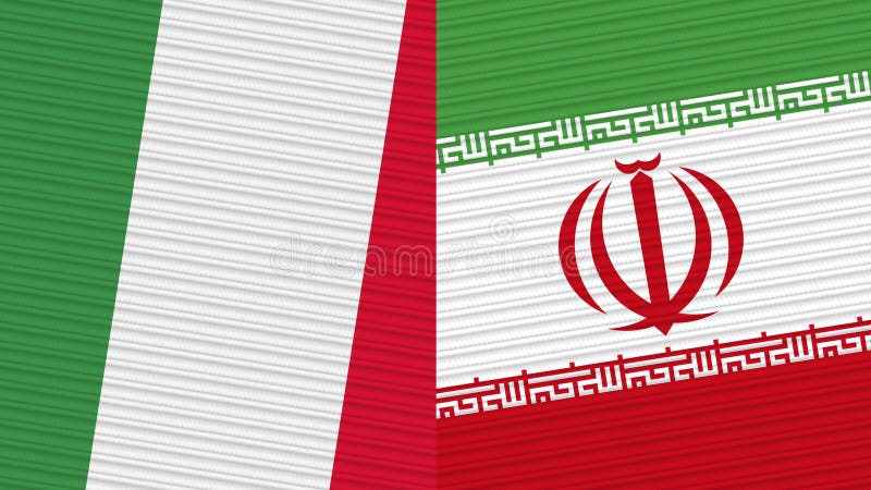 Iran and Italy Flags Together Fabric Texture Illustration Stock ...