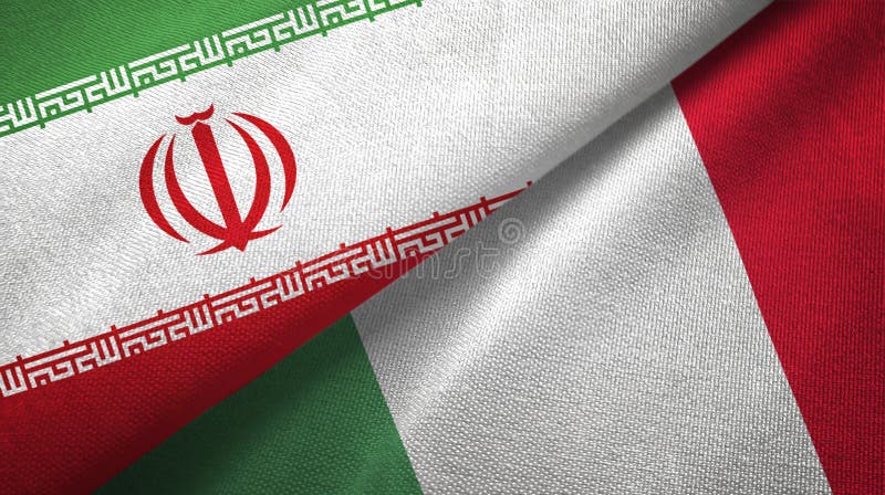 Iran and Italy Two Flags Textile Cloth, Fabric Texture Stock ...