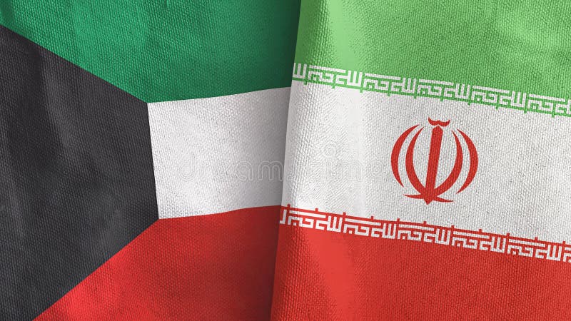 Iran and Kuwait Two Flags Textile Cloth, Fabric Texture Stock ...