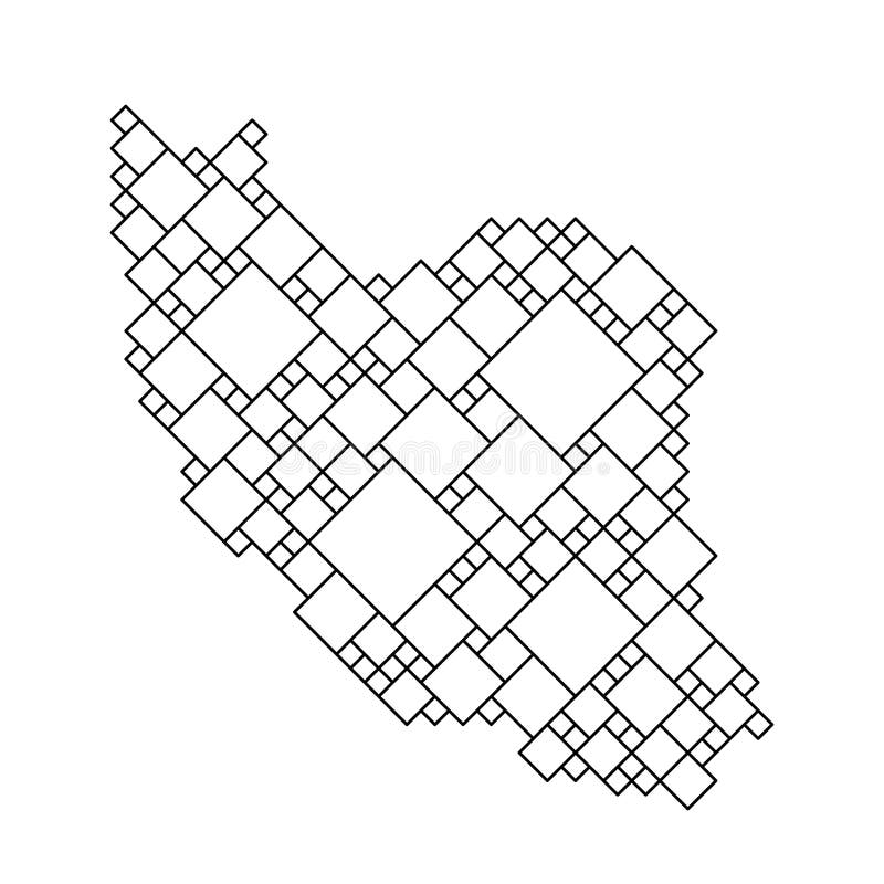 Iran Map from Black Pattern from a Grid of Squares of Different Sizes ...