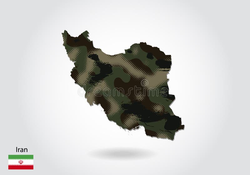Iran Map with Camouflage Pattern, Forest - Green Texture in Map Stock ...