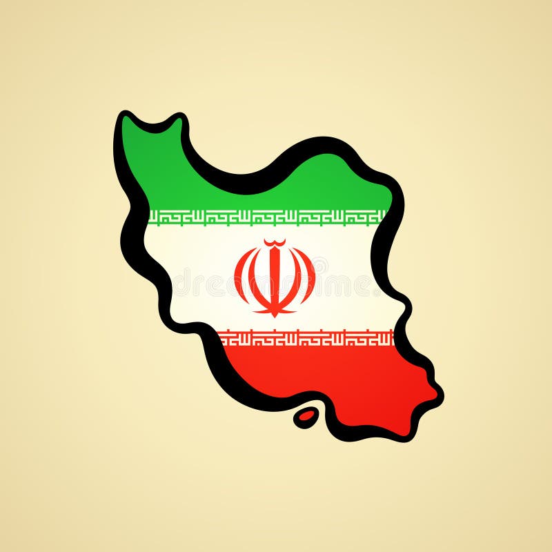 Iran - Map Colored with Flag Stock Vector - Illustration of simplified ...