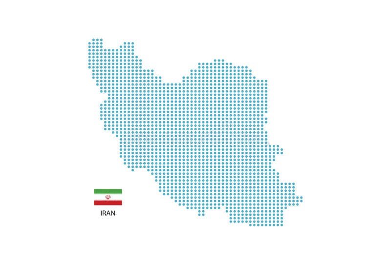 Iran Map Design Blue Circle White Background with Iran Flagge Vektor ...