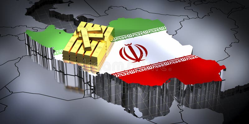 Iran Map and Flag, Gold Ingots Stock Illustration - Illustration of ...