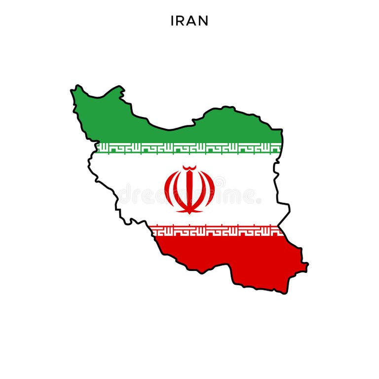 Map and Flag of Iran Vector Design Template with Editable Stroke. Stock ...