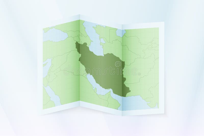 Iran Map, Folded Paper with Iran Map Stock Vector - Illustration of ...