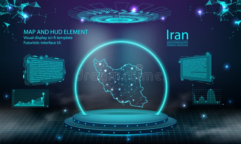 Iran Map Light Connecting Effect Background. Abstract Digital ...
