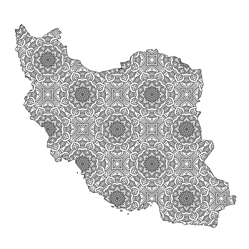 Iran Map with Mandala Design Stock Vector - Illustration of country ...