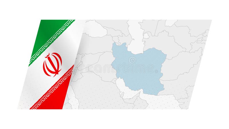Iran Map in Modern Style with Flag of Iran on Left Side Stock Vector ...