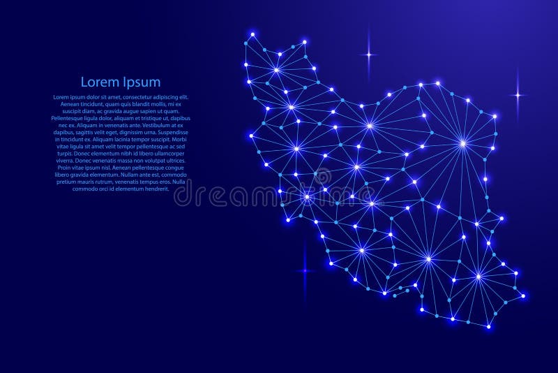Iran Map of Polygonal Mosaic Lines Network, Rays, Space Stars of ...